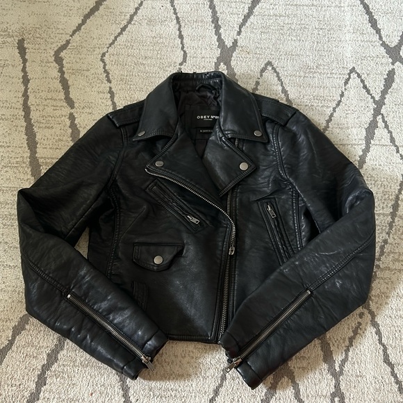 Obey | Jackets & Coats | Obey Faux Leather Jacket | Poshmark